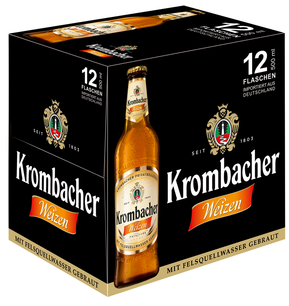 Bere alba nefiltrata Krombacher Weizen, 5.3%, Sticla, 12 x 0.5L ...